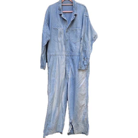 Jackets & Coats | Vintage Distressed Denim Coveralls Workwear Jumpsuit ...
